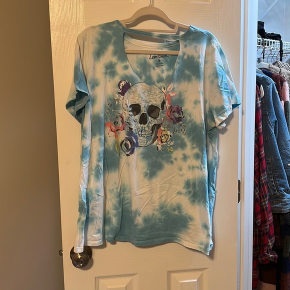 torrid | Tops | Torrid Love Sick Blue Tiedye Floral Skull Tshirt | Poshmark